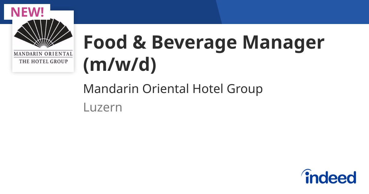 Food & Beverage Manager (m/w/d) - Luzern, LU - Indeed.com