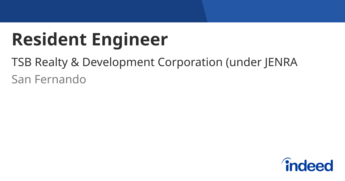 Resident Engineer - San Fernando - Indeed.com