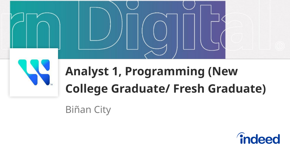 Analyst 1, Programming (New College Graduate/ Fresh Graduate) - Biñan City - Indeed.com