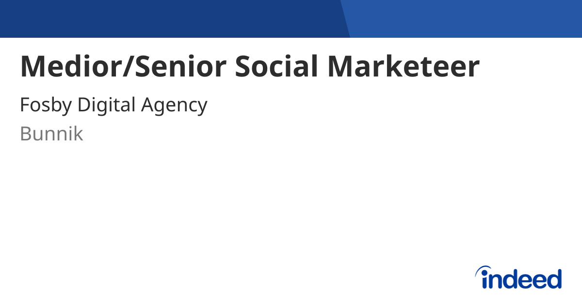 Medior/Senior Social Marketeer - 3981 Bunnik - Indeed.com