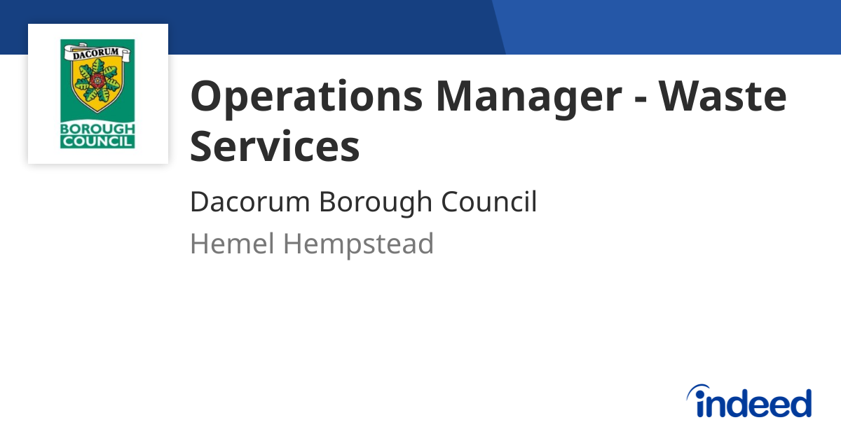 Operations Manager - Waste Services - Hemel Hempstead - Indeed.com