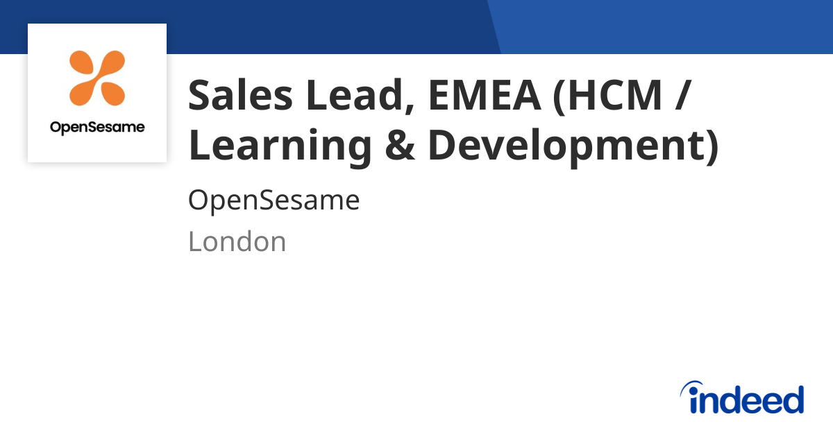 Sales Lead, EMEA (HCM / Learning & Development) - London - Indeed.com