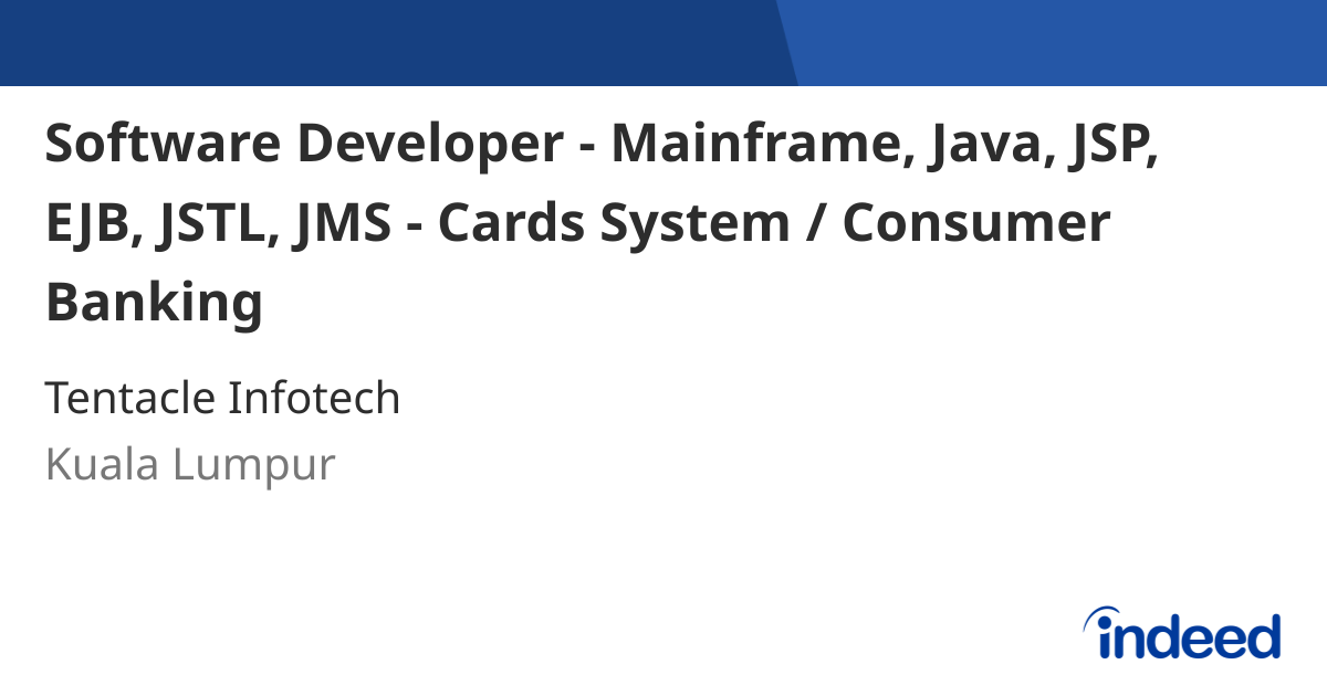 Software Developer - Mainframe, Java, JSP, EJB, JSTL, JMS - Cards ...
