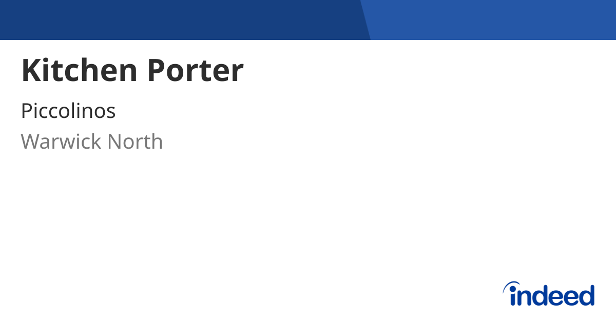 Kitchen Porter - Warwick North CV34 4JA - Indeed.com