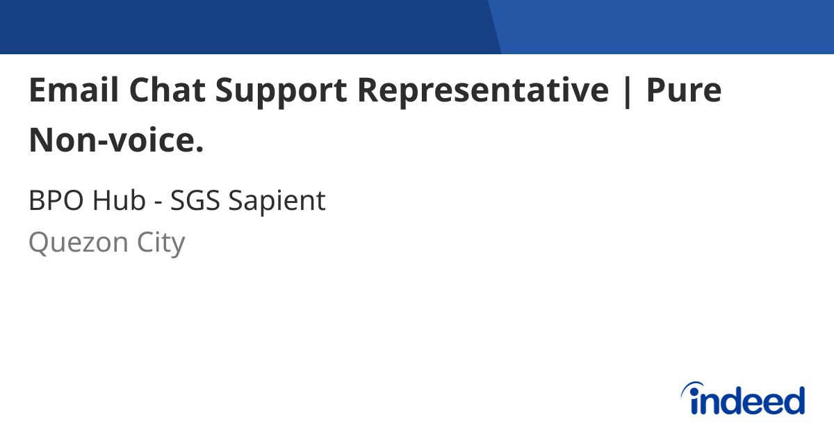 Email Chat Support Representative | Pure Non-voice. - Quezon City ...