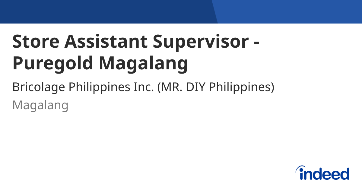 Store Assistant Supervisor - Puregold Magalang - Magalang 2011 P03 ...