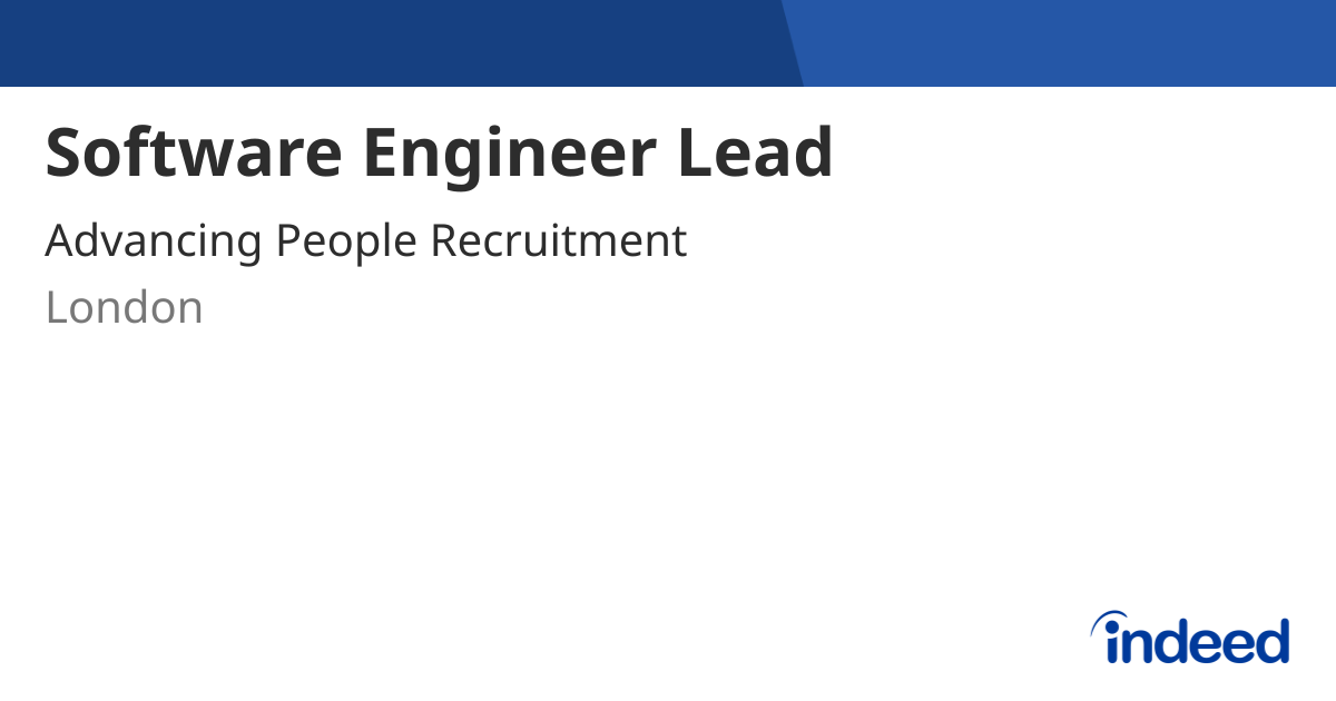 Software Engineer Lead - London NW1 2SA - Indeed.com