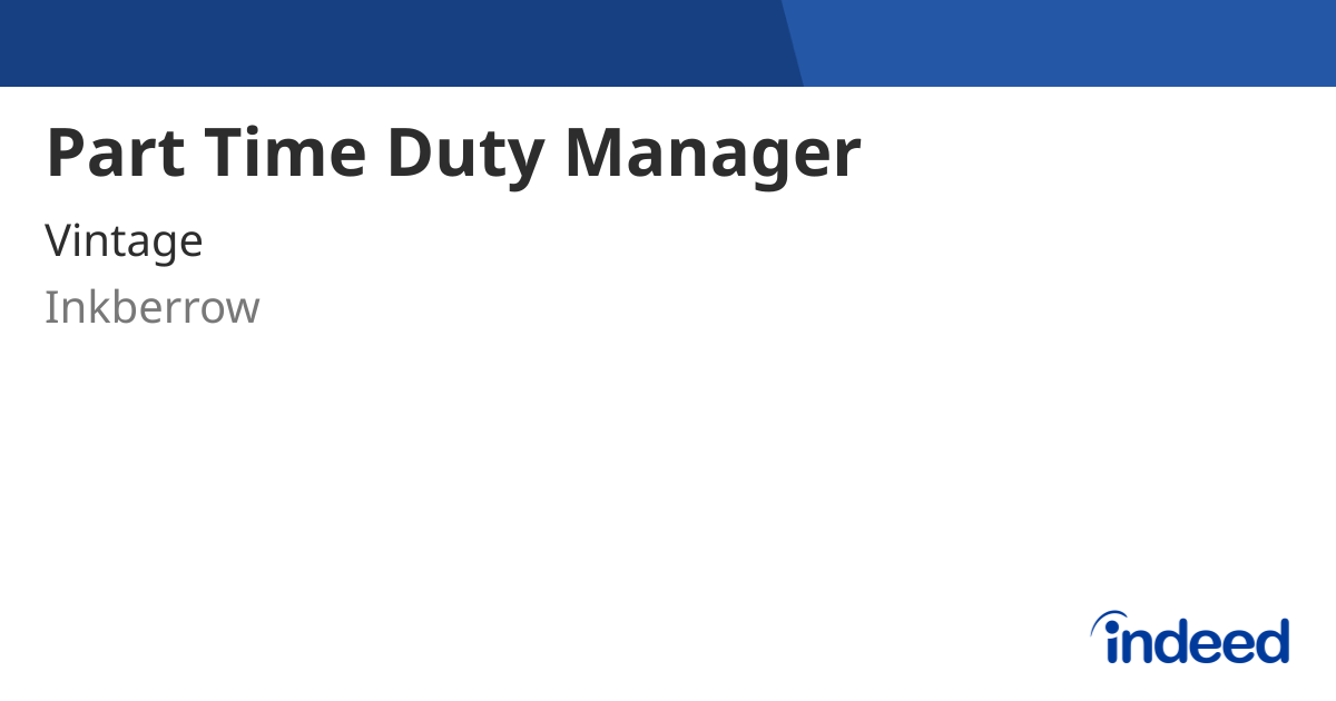 Part Time Duty Manager - Inkberrow WR7 4QS - Indeed.com