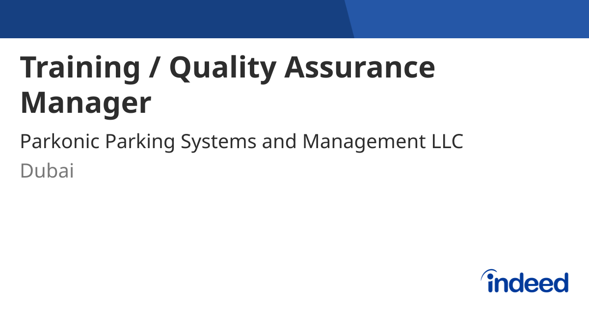 Training / Quality Assurance Manager - Dubai - Indeed.com