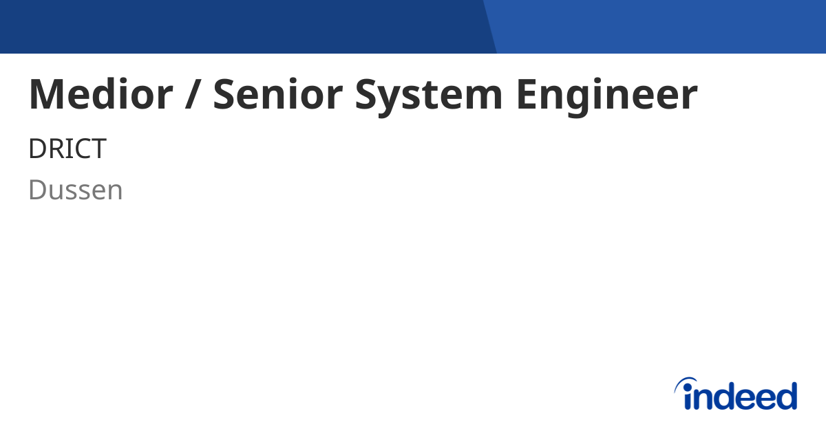 Medior / Senior System Engineer - 4271 Dussen - Indeed.com