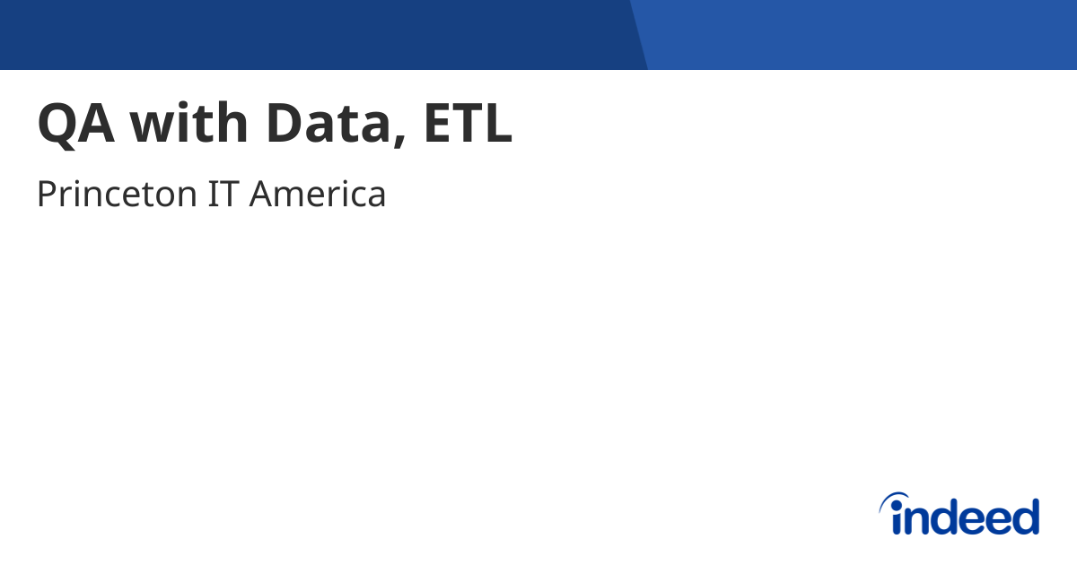 QA with Data, ETL - Bengaluru, Karnataka - Indeed.com