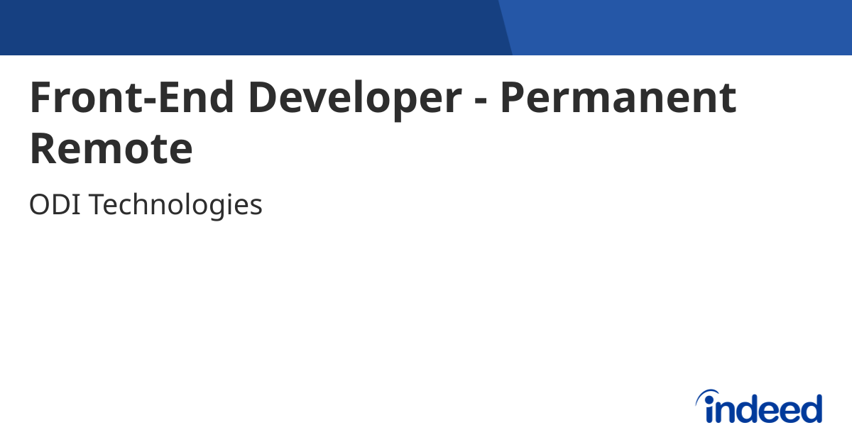 Front-End Developer - Permanent Remote - Philippines - Indeed.com