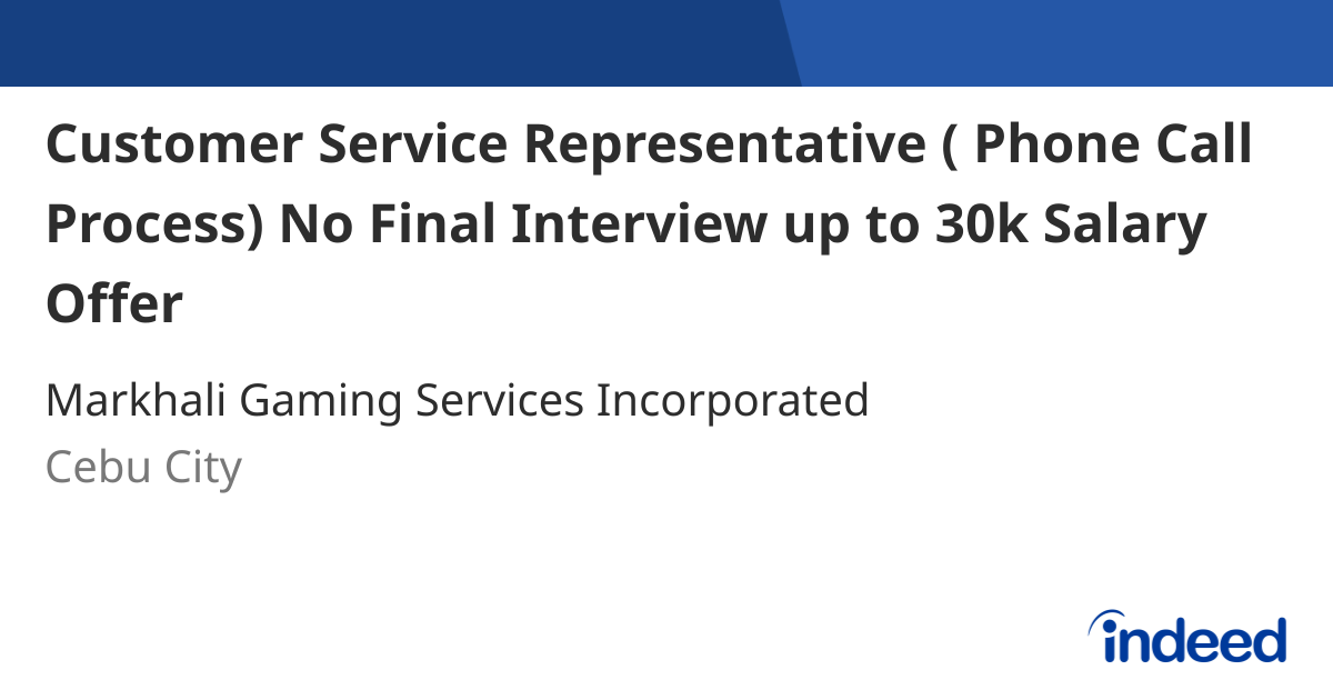Customer Service Representative ( Phone Call Process) No Final ...