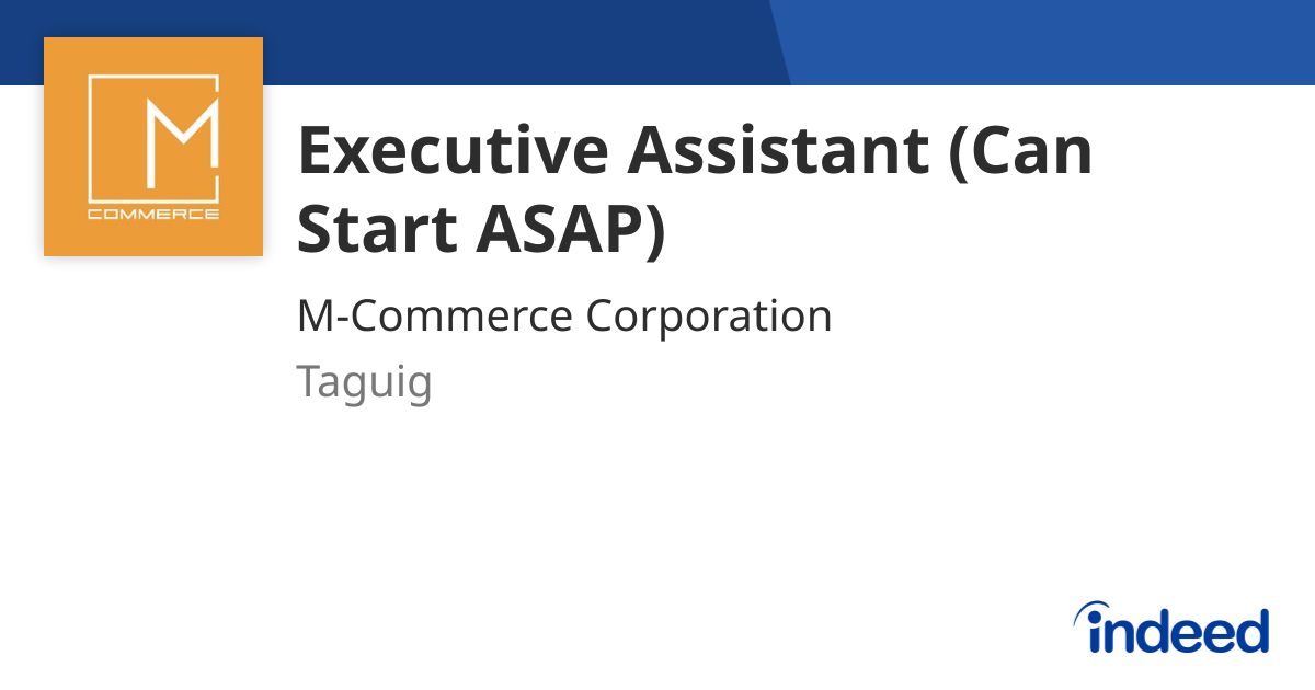 Executive Assistant (Can Start ASAP) - Taguig - Indeed.com