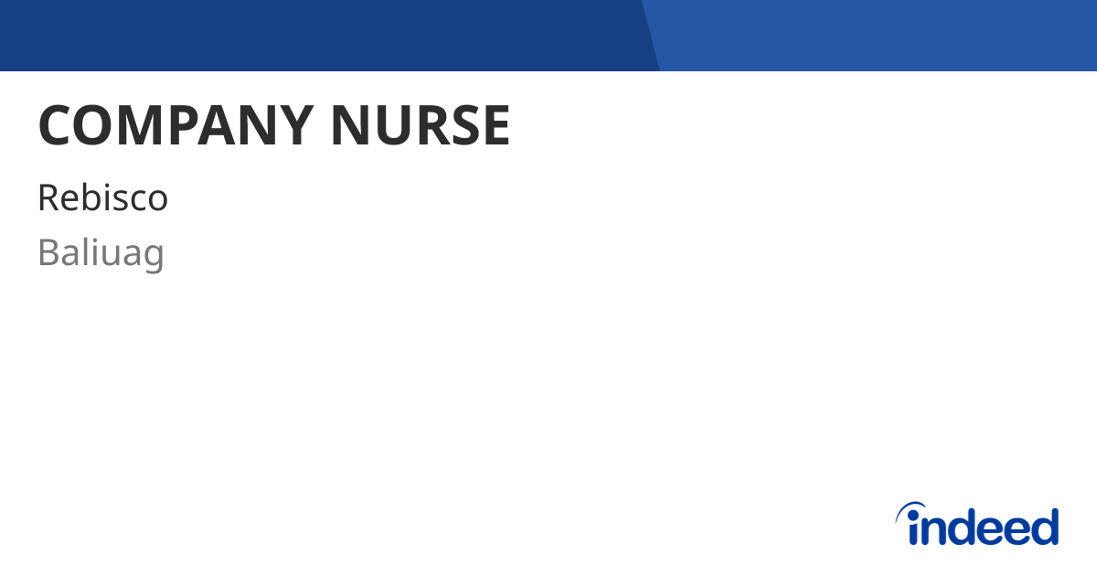 COMPANY NURSE - Baliuag - Indeed.com