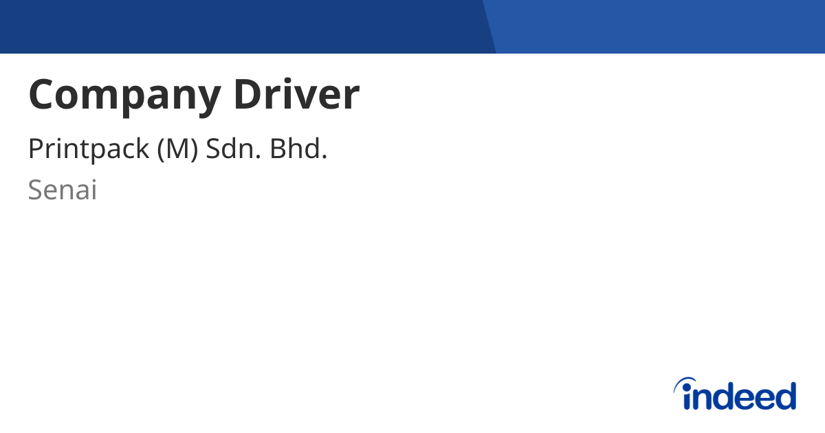 Company Driver - Senai - Indeed.com