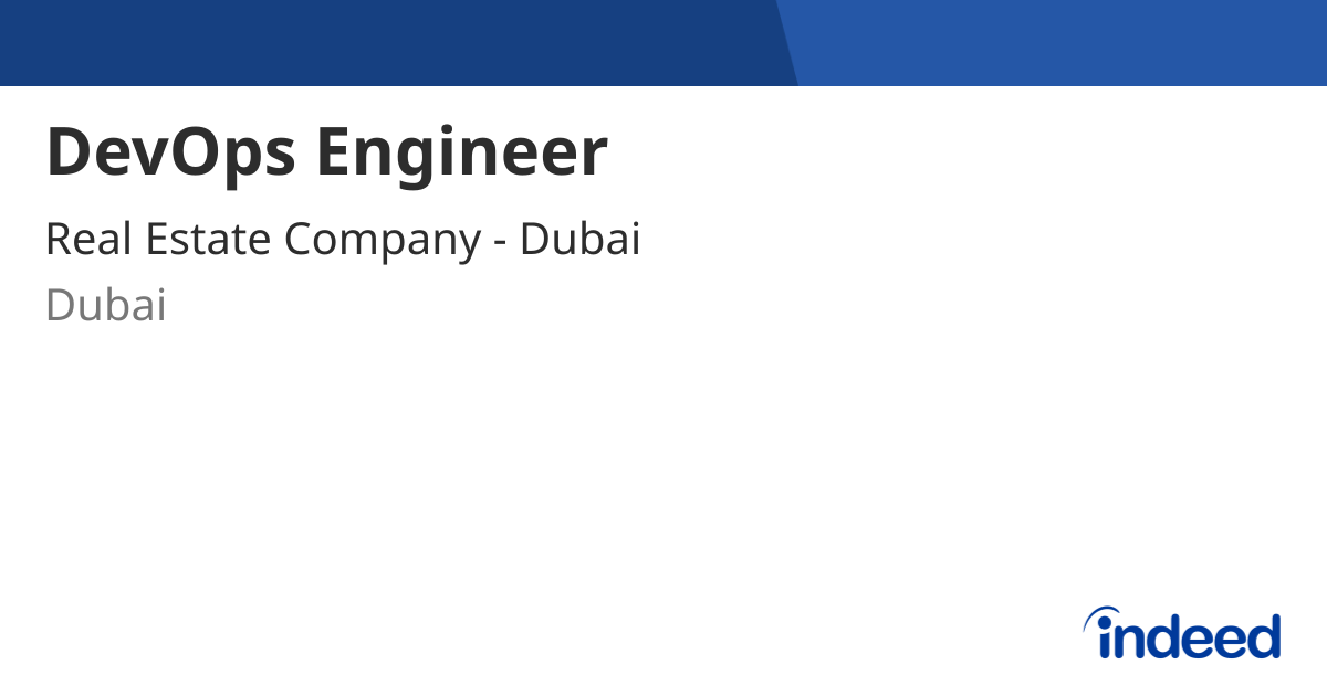 DevOps Engineer - Dubai - Indeed.com