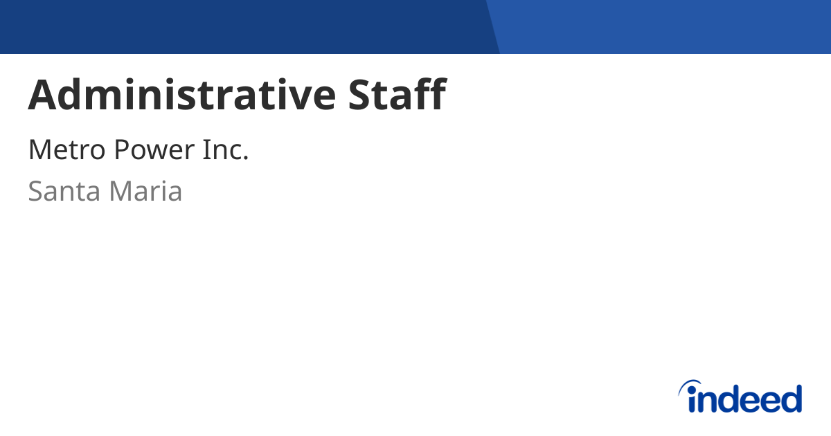 ADMIN STAFF - Santa Maria 3022 P03 - Indeed.com