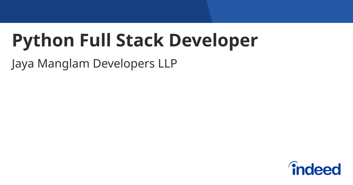 Python Full Stack Developer - Chandigarh, Chandigarh - Indeed.com