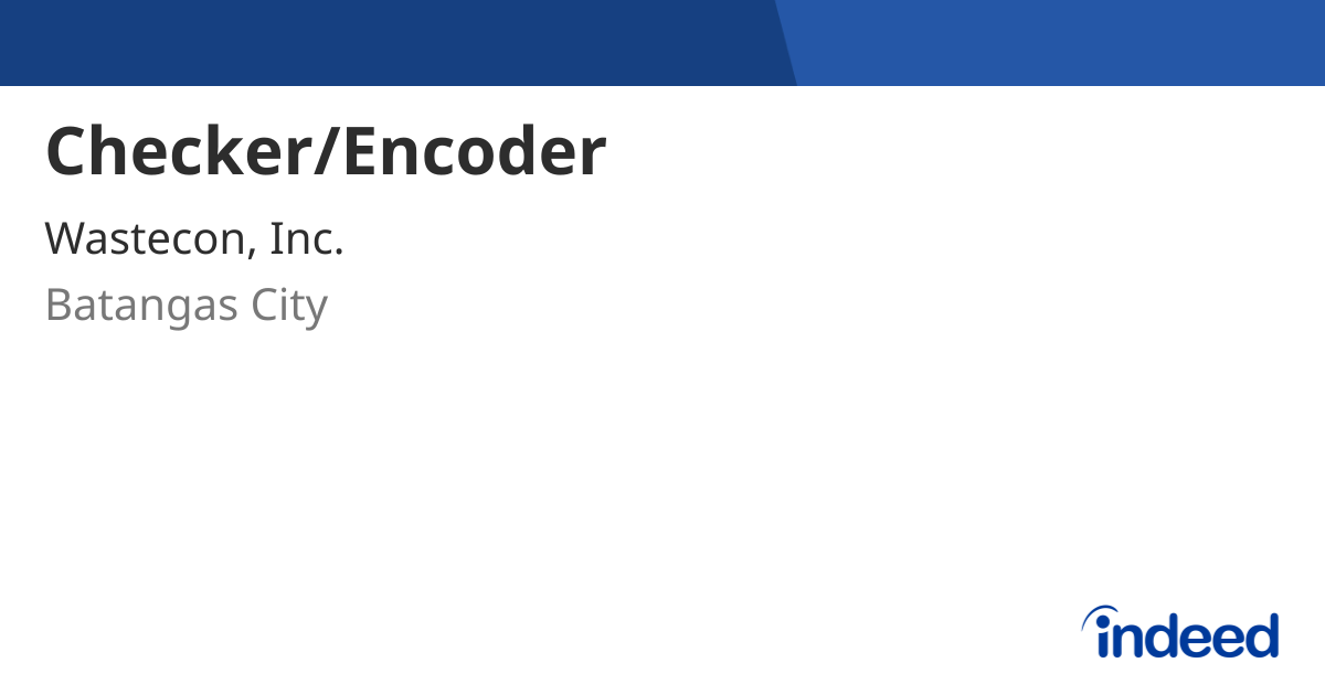 Checker/Encoder - Batangas City - Indeed.com