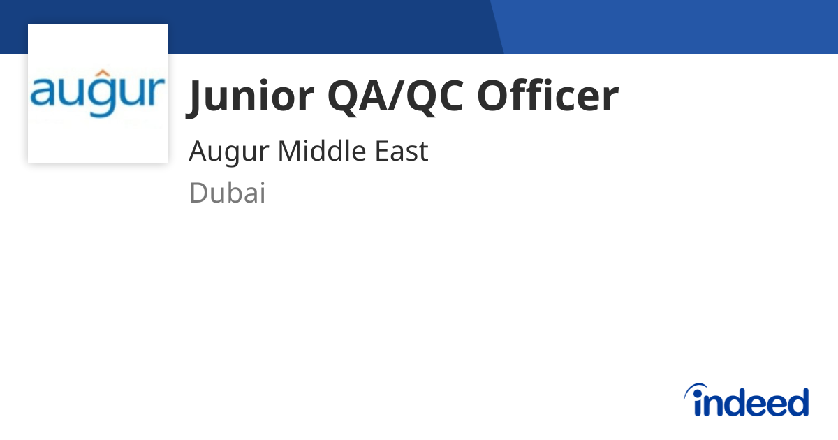 Junior QA/QC Officer - Dubai - Indeed.com