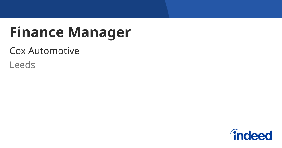 Finance Manager - Leeds LS26 0JE - Indeed.com