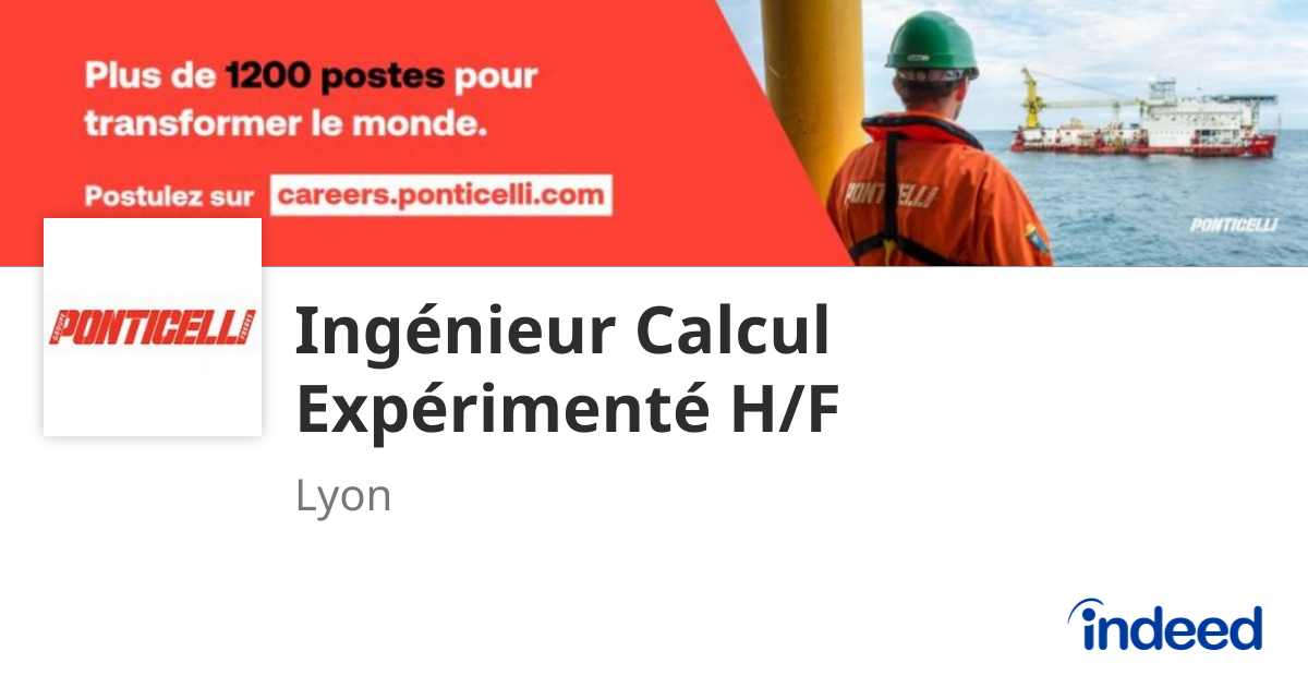 Ingénieur Calcul Expérimenté H/F - Lyon (69) - Indeed.com