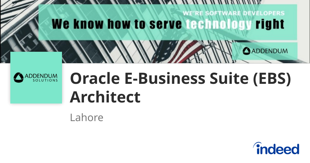 Oracle E-Business Suite (EBS) Architect - Lahore - Indeed.com