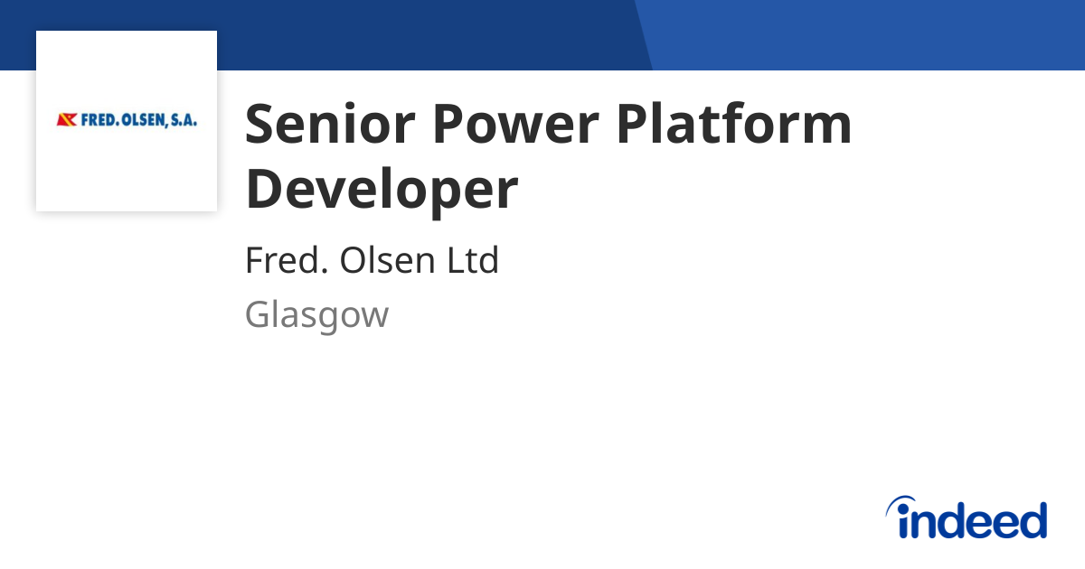 Senior Power Platform Developer - Glasgow G2 - Indeed.com