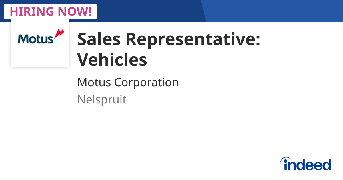 Sales Representative: Vehicles - Nelspruit, Mpumalanga - Indeed.com