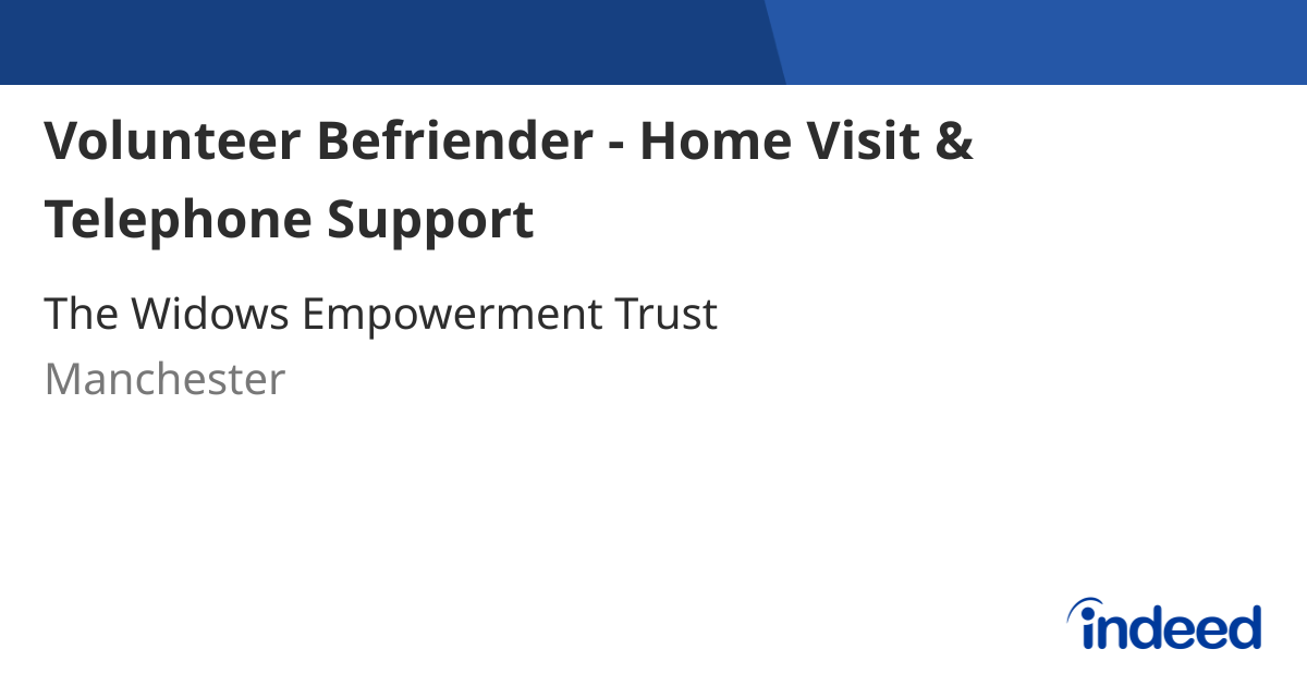 Volunteer Befriender - Home Visit & Telephone Support - Manchester M40 ...