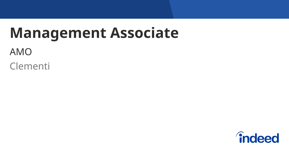 Management Associate - Singapore 128826 - Indeed.com