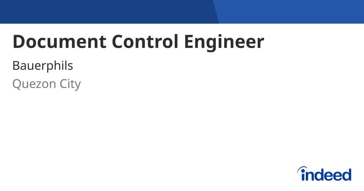 Document Control Engineer - Quezon City - Indeed.com