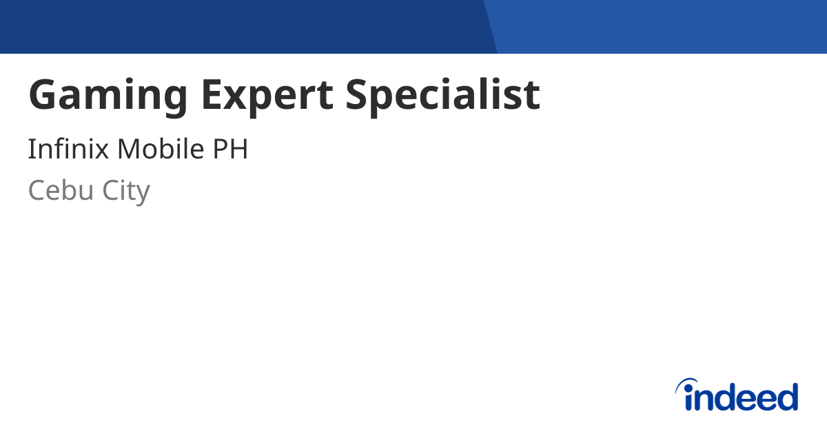 Gaming Expert Specialist - Cebu City - Indeed.com