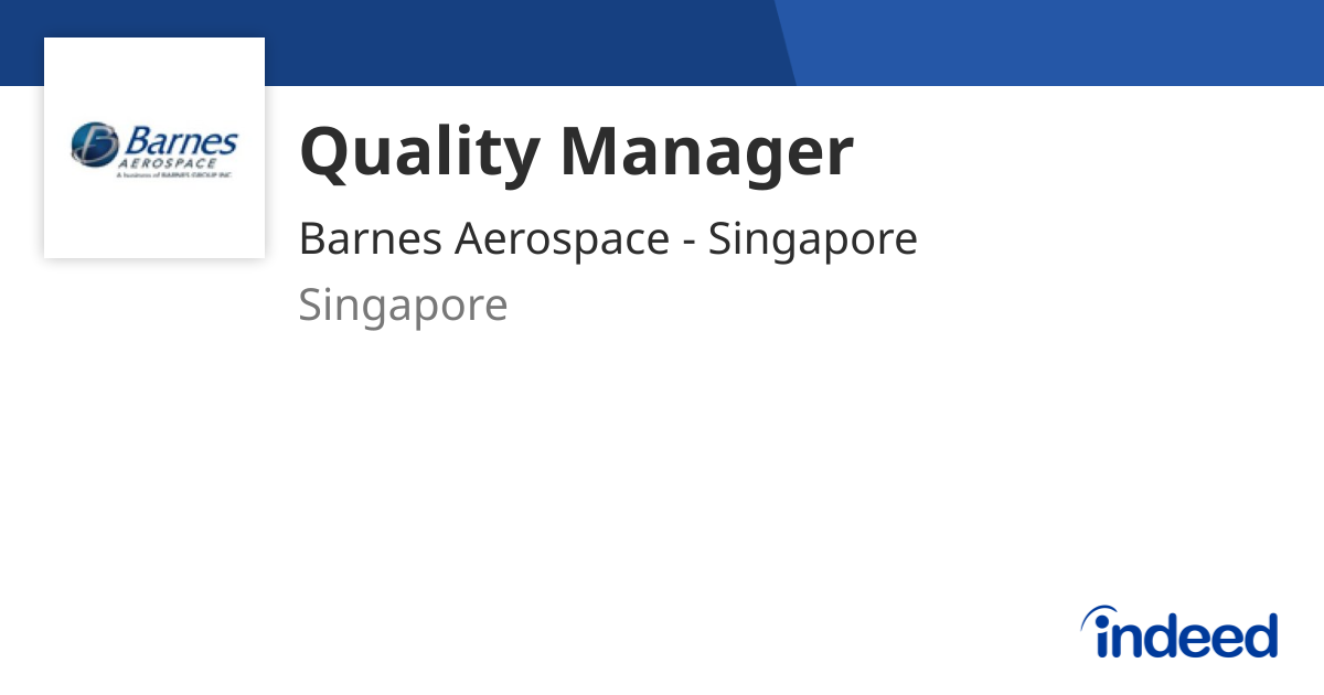Quality Manager - Singapore - Indeed.com