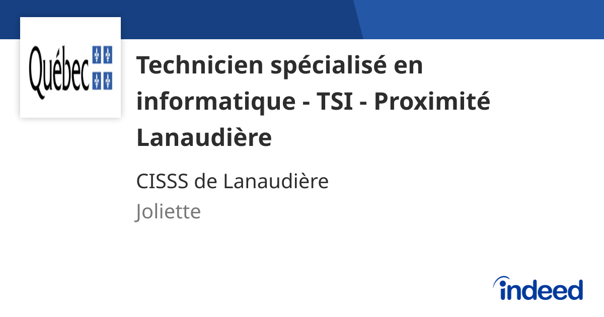 Technicien spécialisé en informatique - TSI - Proximité Lanaudière ...