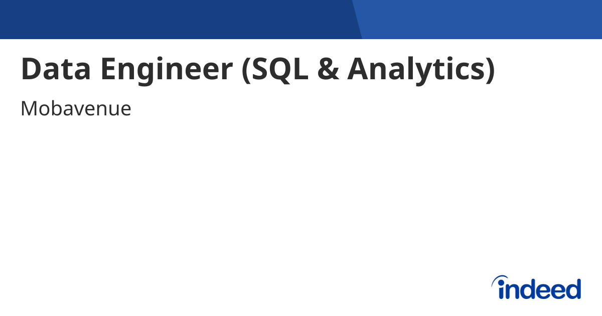 Data Engineer (SQL & Analytics) - Borivali, Mumbai, Maharashtra ...