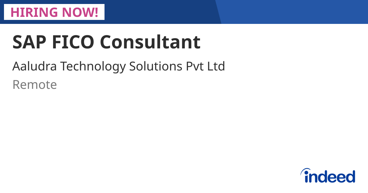 SAP FICO Consultant - Remote - Indeed.com