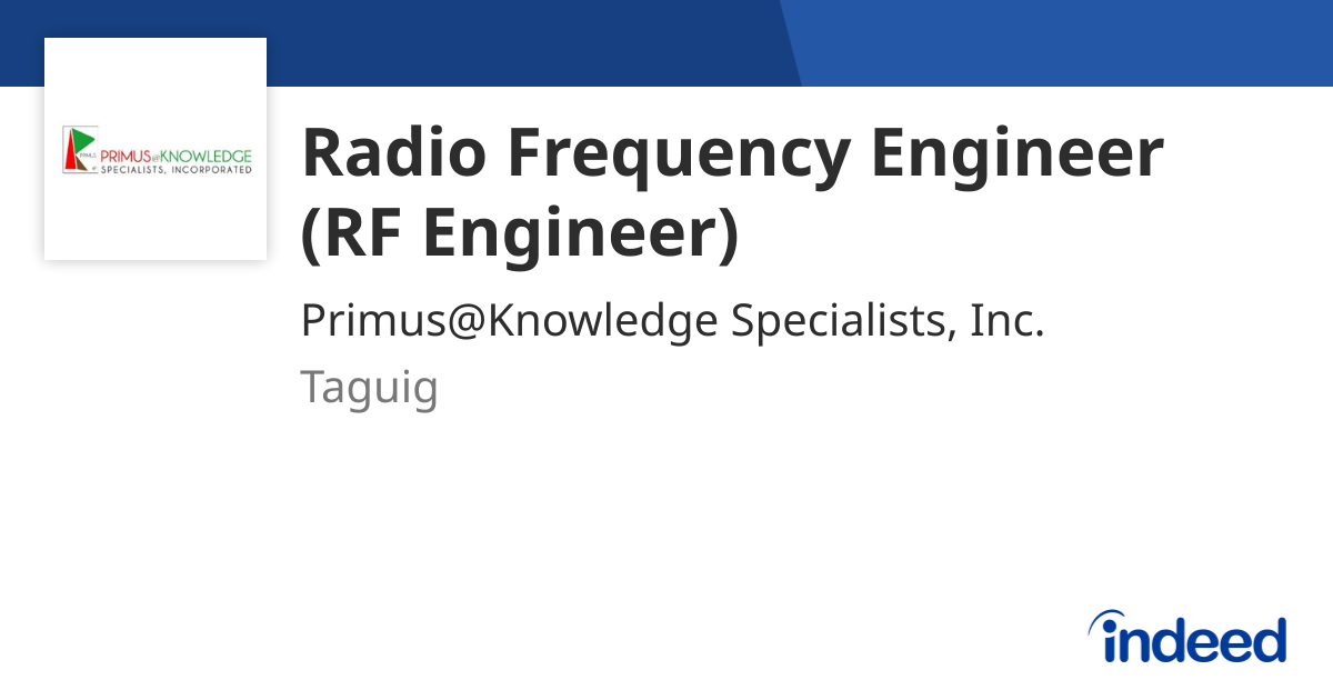 Radio Frequency Engineer (RF Engineer) - Taguig - Indeed.com