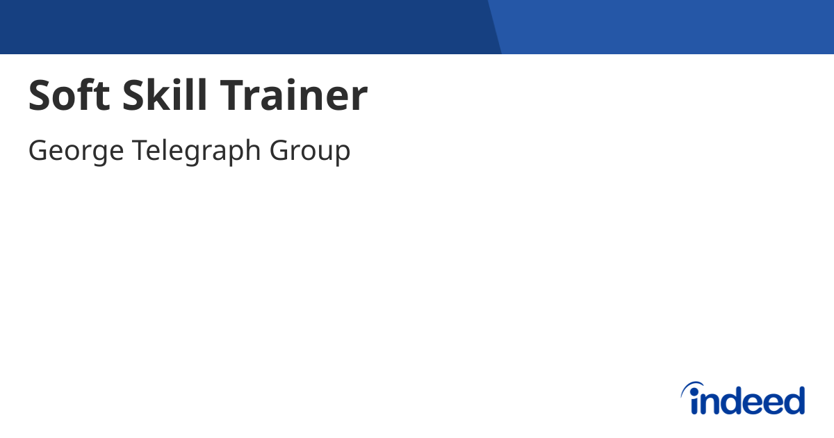 Soft Skill Trainer - Kolkata, West Bengal - Indeed.com