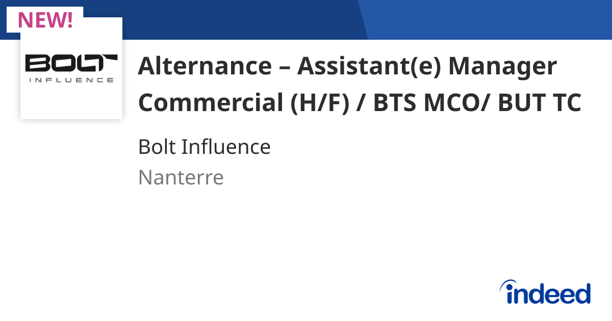 Alternance – Assistant(e) Manager Commercial (H/F) / BTS MCO/ BUT TC ...