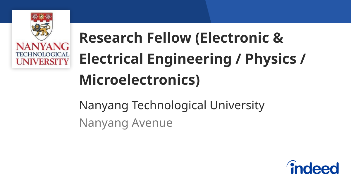 Research Fellow (Electronic & Electrical Engineering / Physics ...