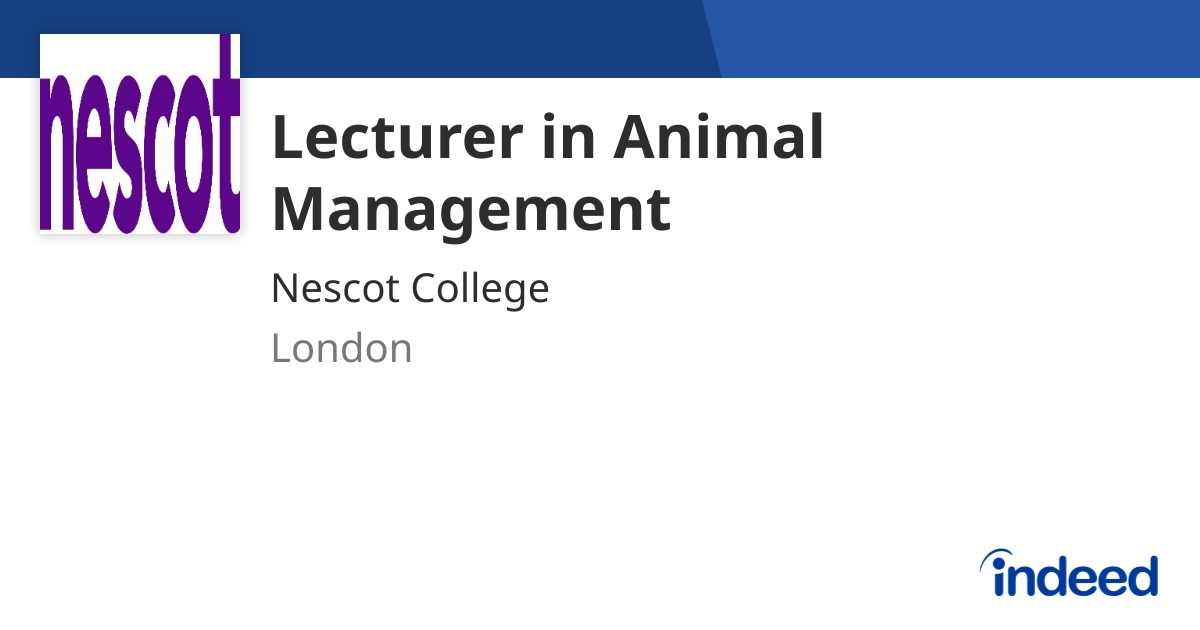 Lecturer in Animal Management - London KT17 3DS - Indeed.com