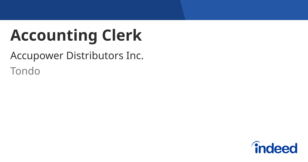 Accounting Clerk - Tondo 1012 P00 - Indeed.com