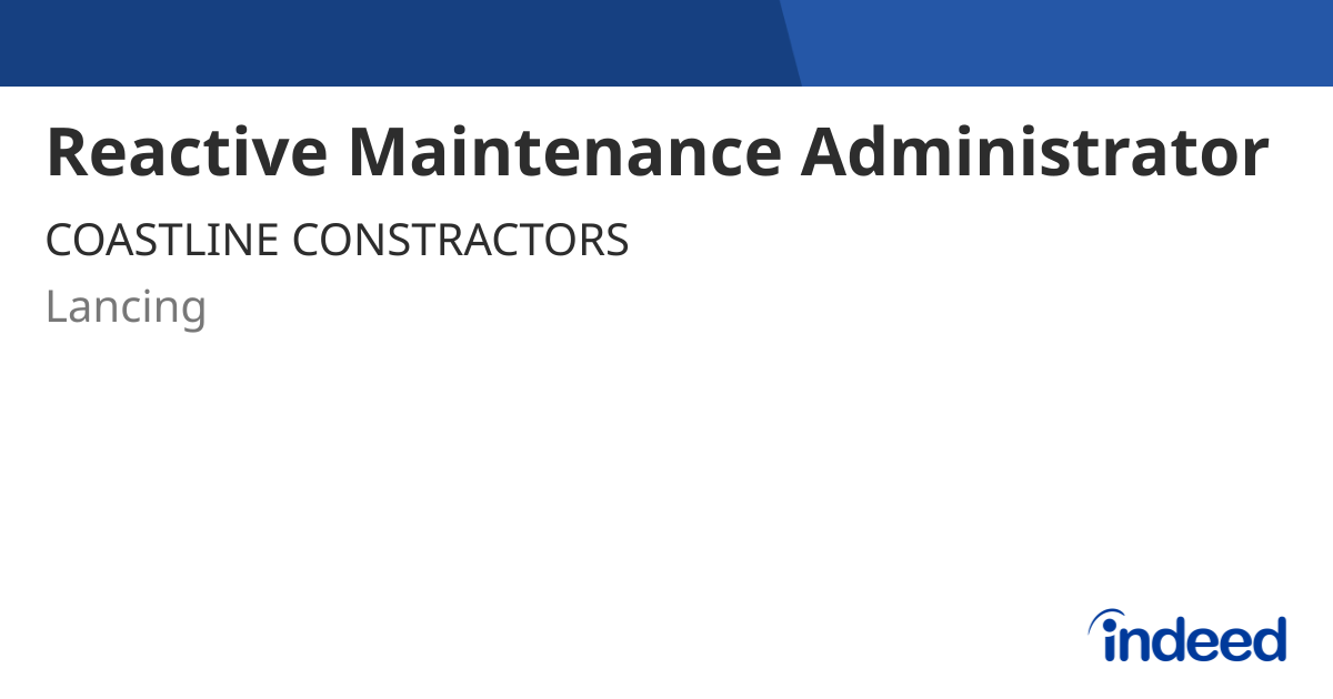 Reactive Maintenance Administrator - Lancing BN15 - Indeed.com