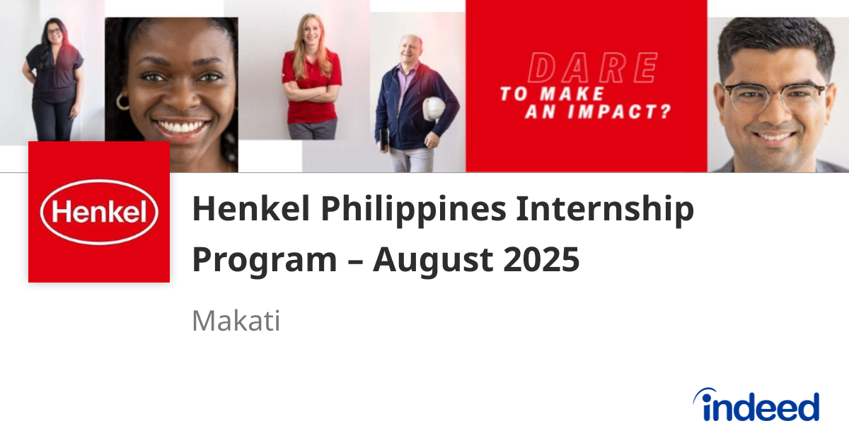 Henkel Philippines Internship Program – August 2025 - Makati - Indeed.com