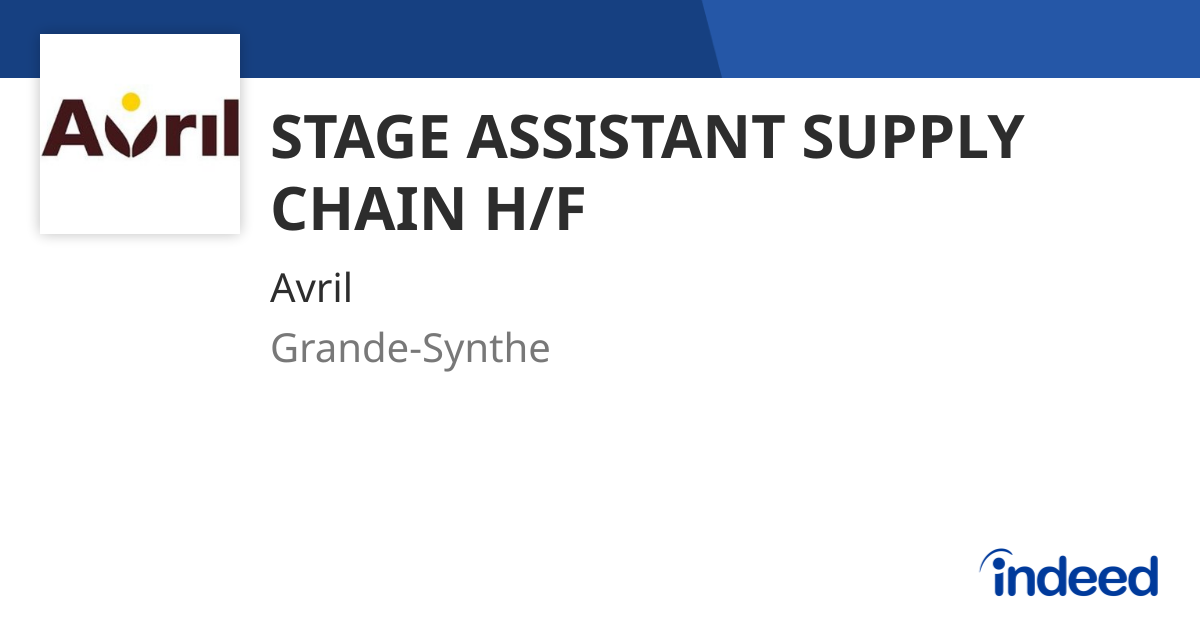STAGE ASSISTANT SUPPLY CHAIN H/F - Grande-Synthe (59) - Indeed.com