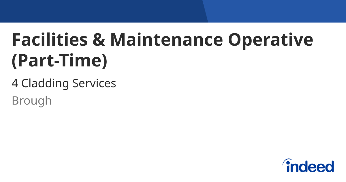 Facilities & Maintenance Operative (Part-Time) - Brough HU15 2TD ...
