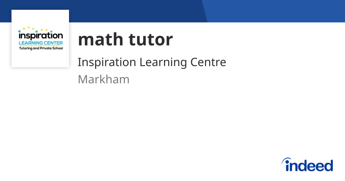 math tutor - Markham, ON - Indeed.com