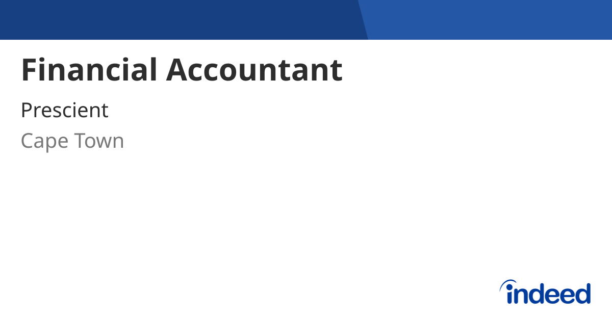 Financial Accountant - Cape Town, Western Cape - Indeed.com